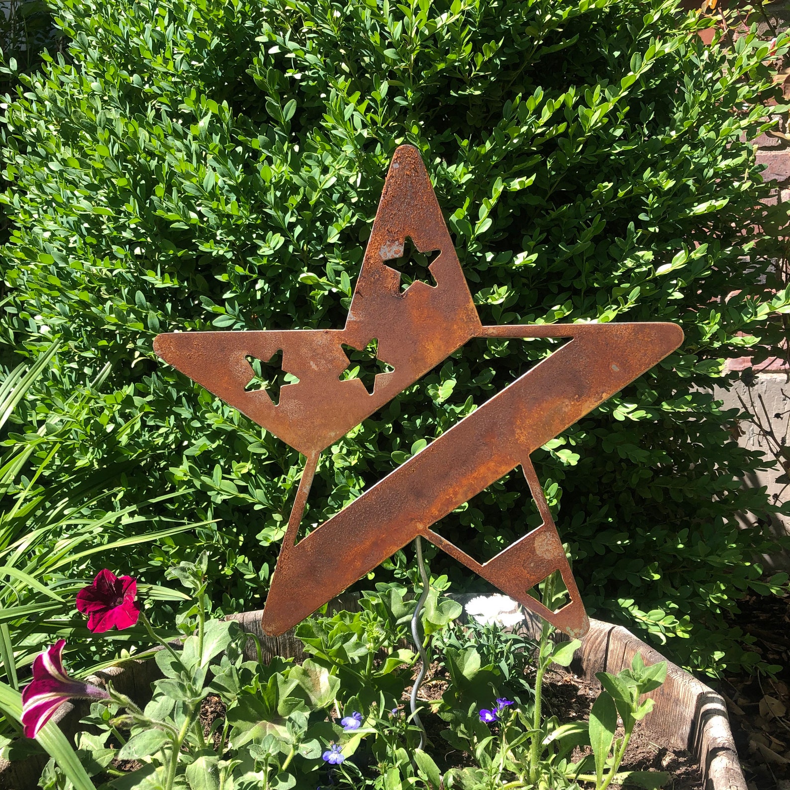 Patriotic Star Yard Art Rusted - Etsy