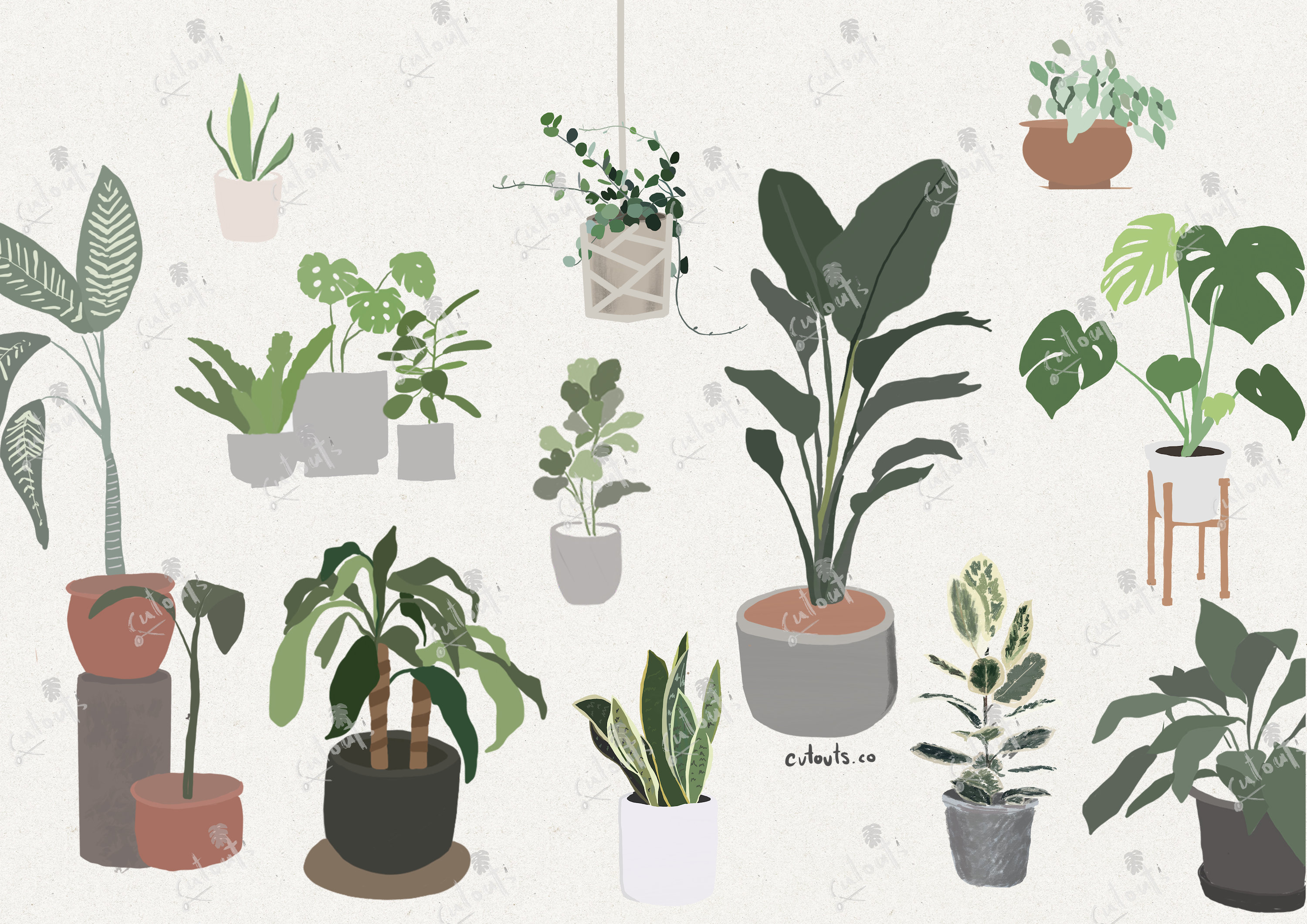 Architecture Cutout Plants Vector Set PNG - Etsy