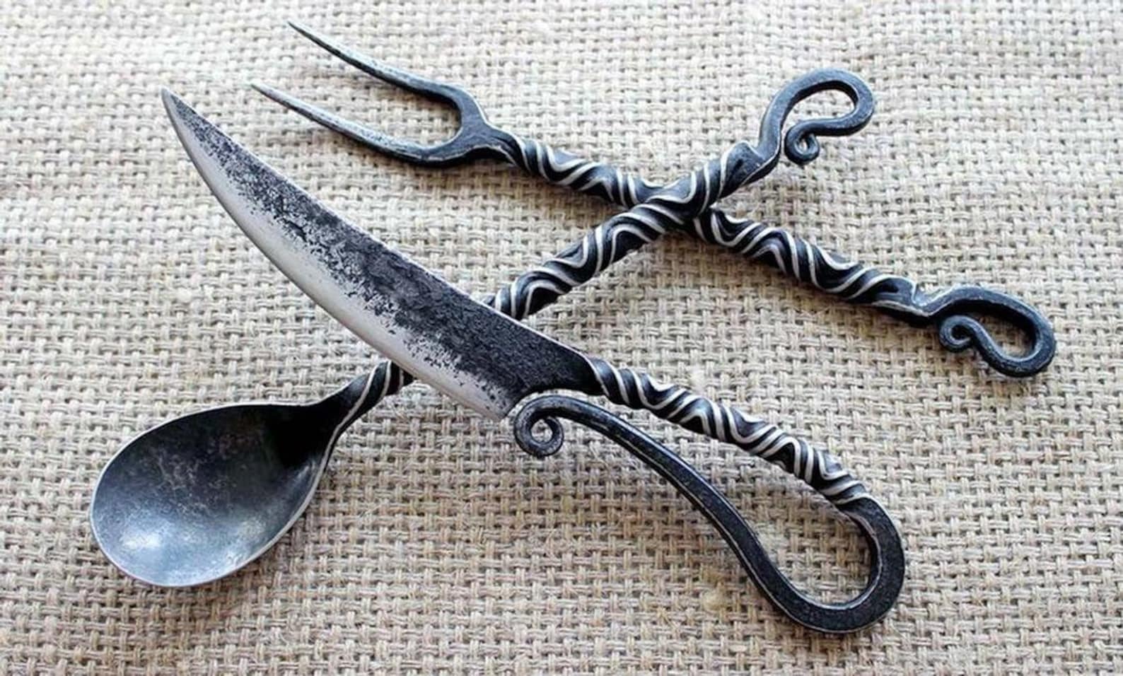 Multishopworldwide Medieval Cutlery Set Hand Forged Medieval | Etsy