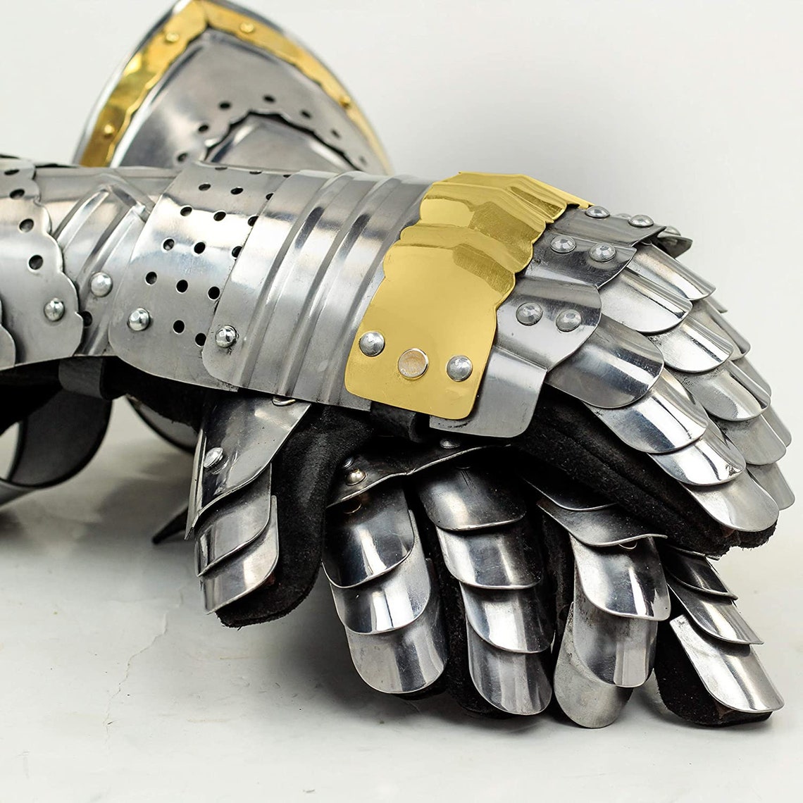 Medieval Articulated Gauntlets with Brass Accents | Etsy