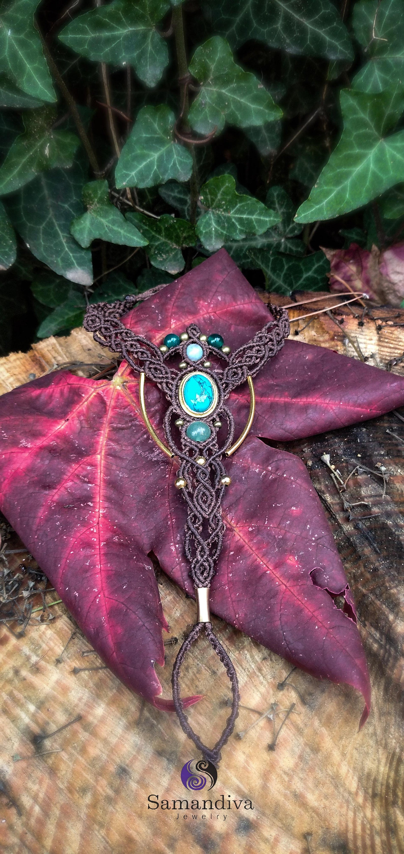 Turquoise Micro-macrame Brown Slave Bracelet, Crystal Ring Bracelet ...