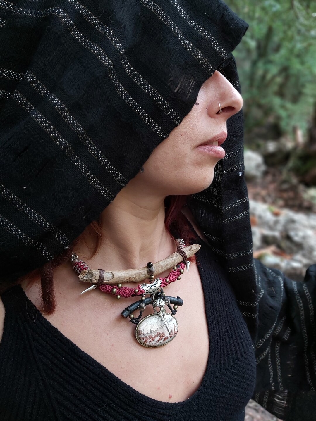 Agate Crystal Macrame Choker Necklace – Pagan Boho Jewelry With ...
