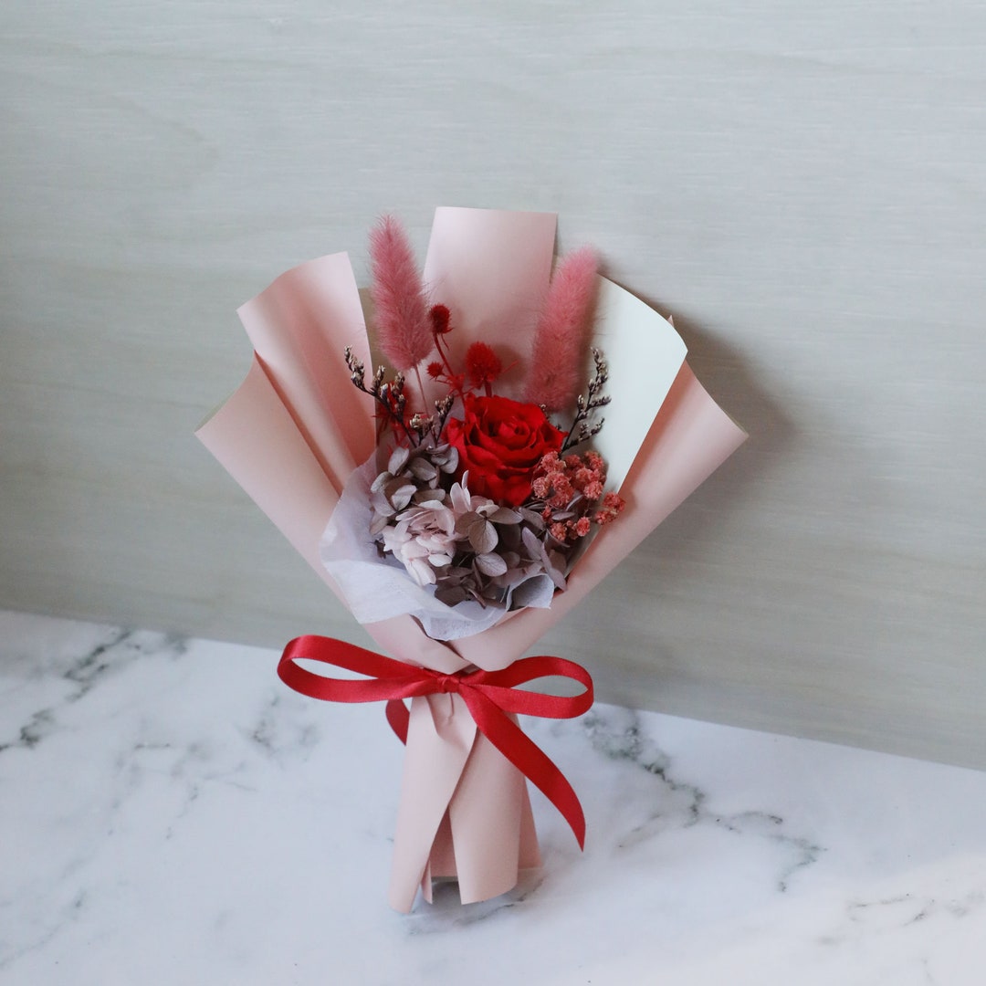 Small Eternal Flower Bouquets Red Rose Bouquet - Etsy