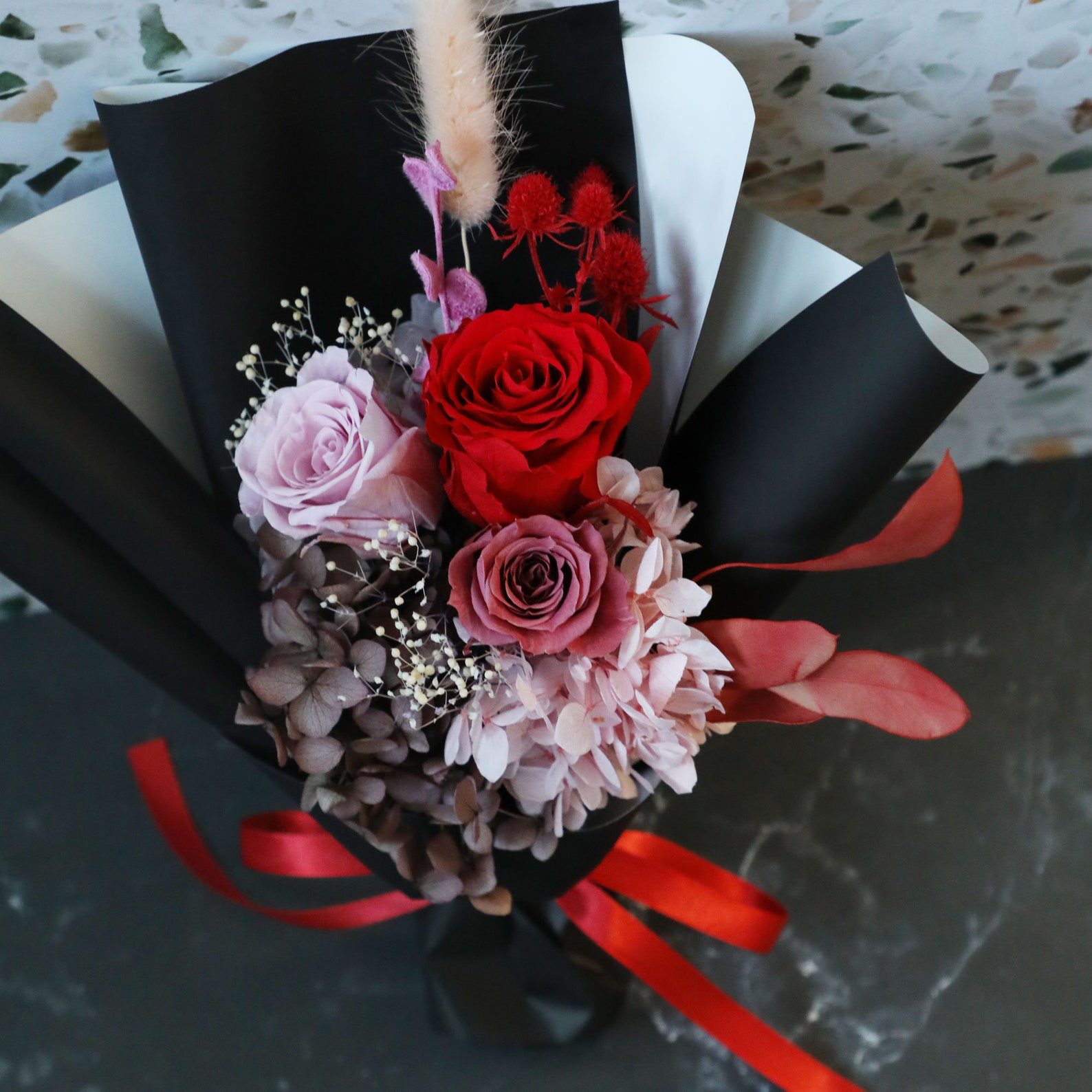 Eternal Flower Bouquets Mixed Red Roses Bouquet Gift Bag - Etsy