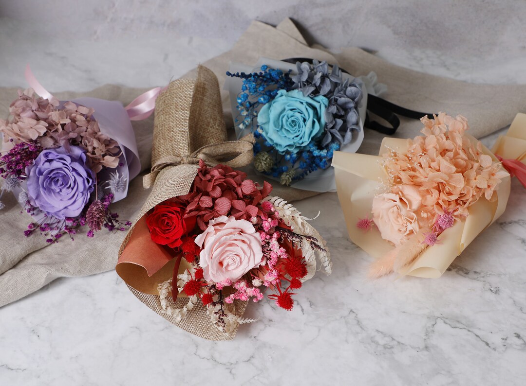 Mini Eternal Flower Bouquets Roses Bouquet - Etsy UK