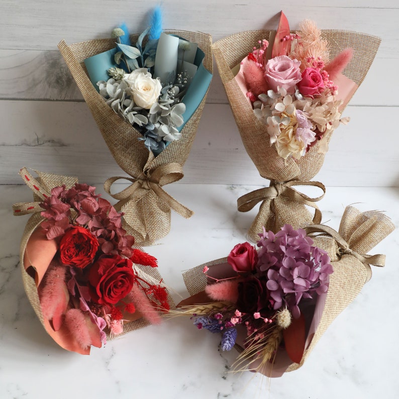 Mini Eternal Flower Bouquets Roses Bouquet - Etsy