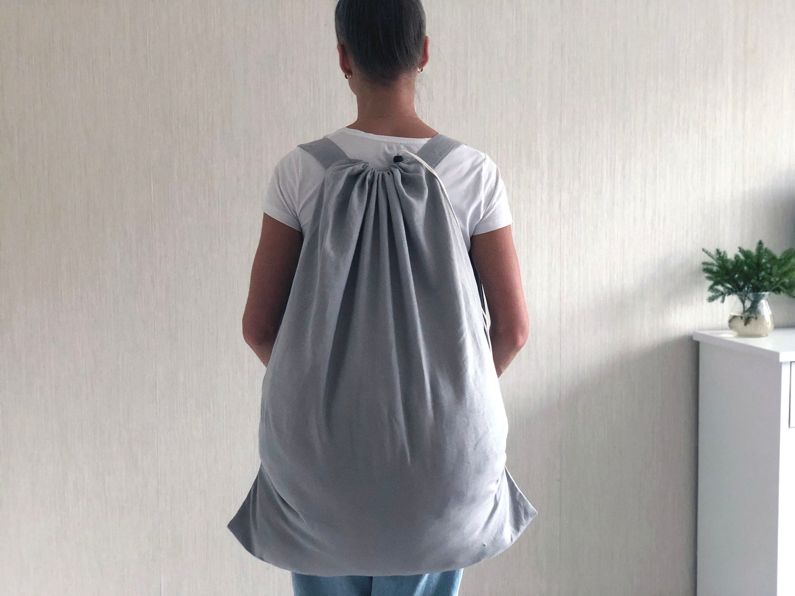 Extra Large Laundry Bag With Two Straps 100% Natural Linen / - Etsy