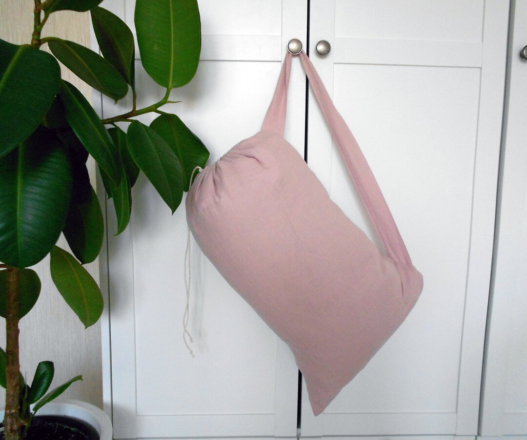 Linen Bag / Linen Dusty Pink Laundry Bag / Eco Bag / Linen Drawstring ...