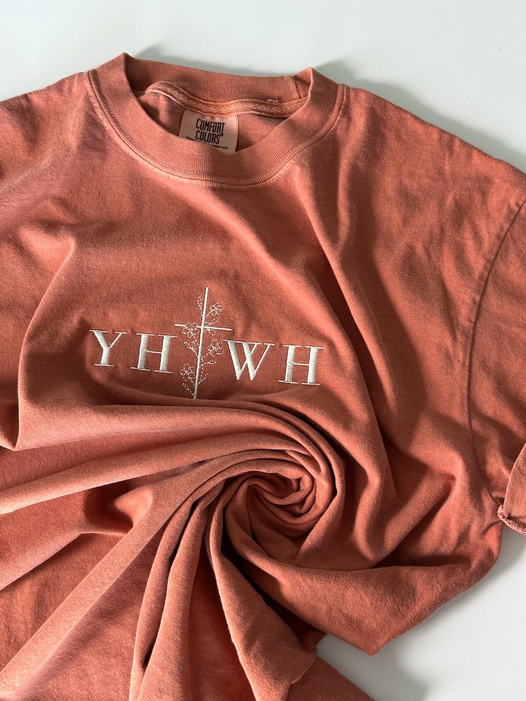 YHWH Embroidered Fall Shirt Christian Cross Floral Cross Yahweh Autumn ...