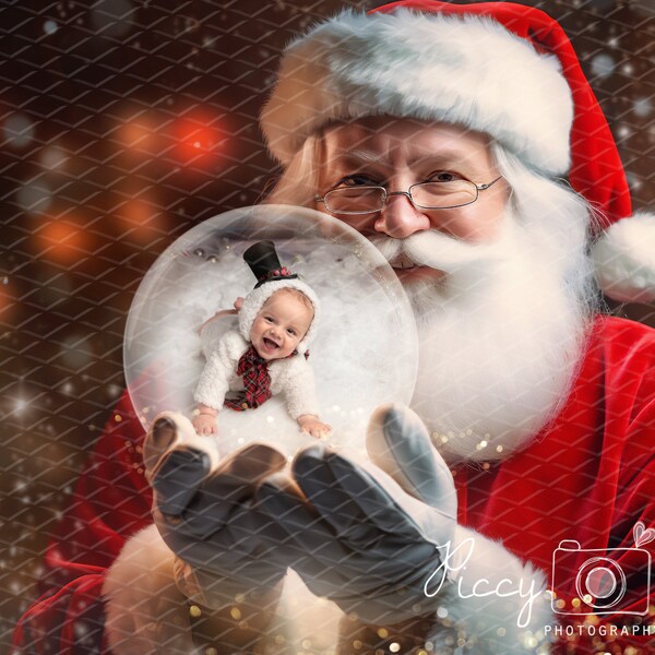 Santa Snow Globe Christmas Digital Backdrop - Etsy