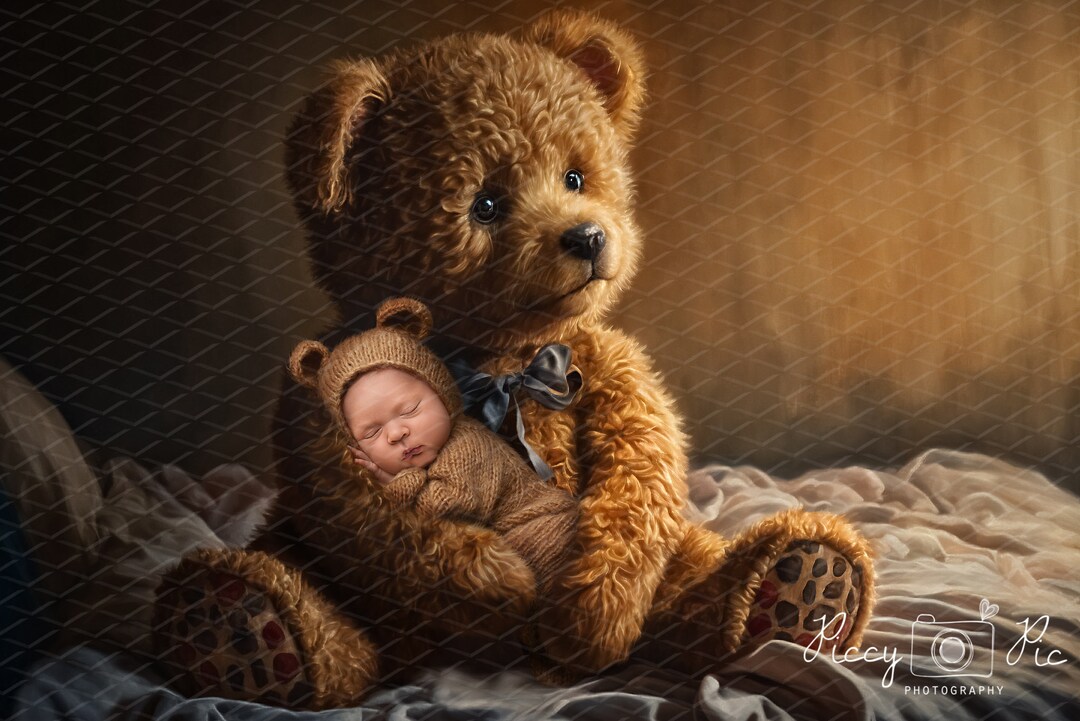Teddy Bear Digital Backdrop, Teddy Newborn Background, Newborn Digital ...