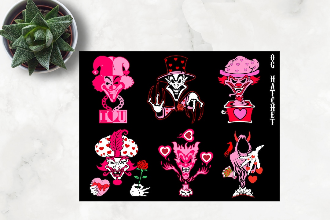 Valentine's Day Joker's Cards 6X8 Sticker Sheet Juggalo Juggalette ...