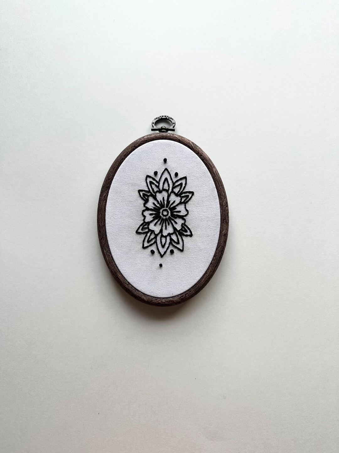 Black Flower Hand Stitched Embroidery Hoop - Etsy
