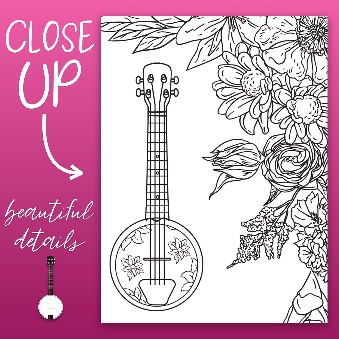 Ukulele Coloring Page | Instant Download! - Etsy Canada