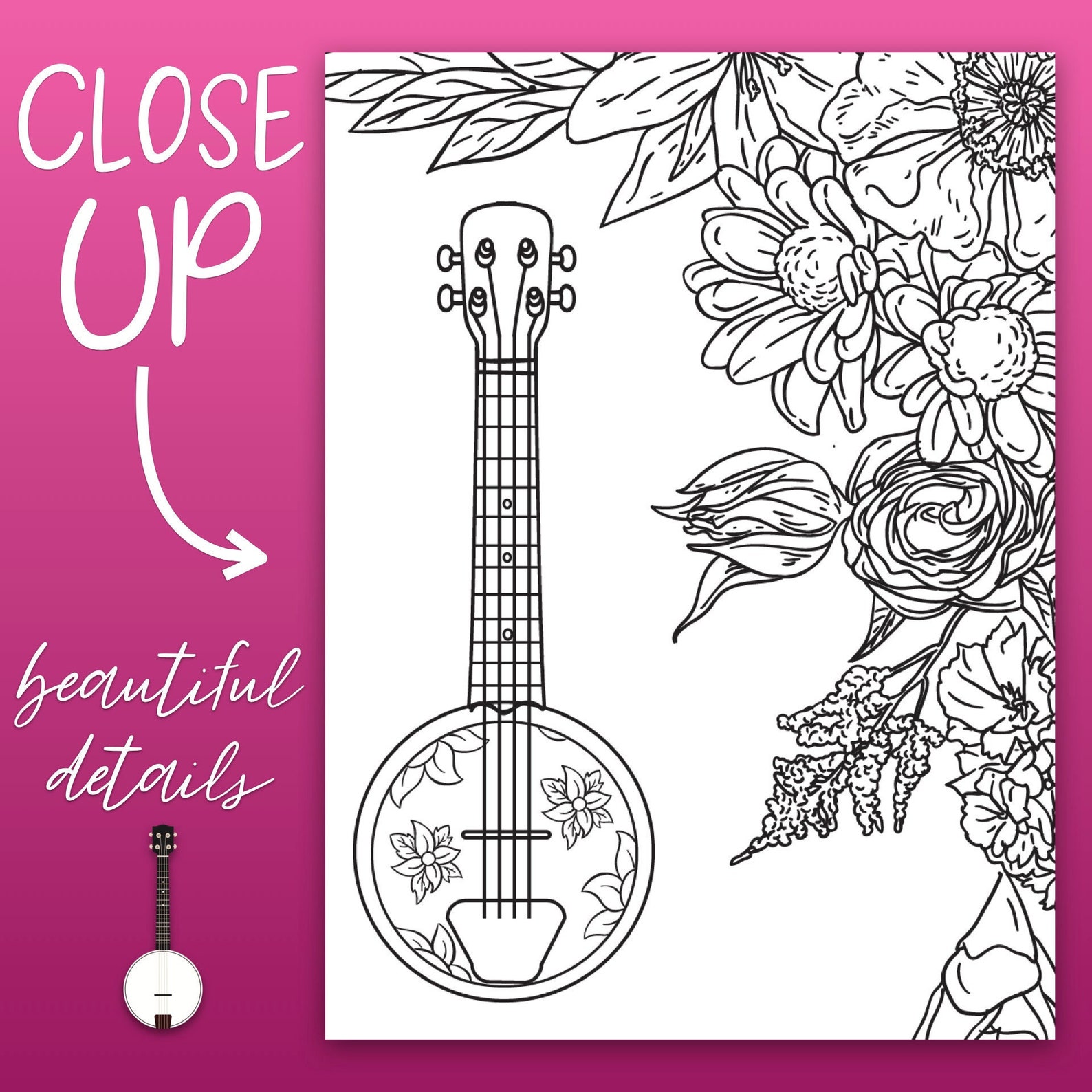 Ukulele Coloring Page | Instant Download! - Etsy Canada