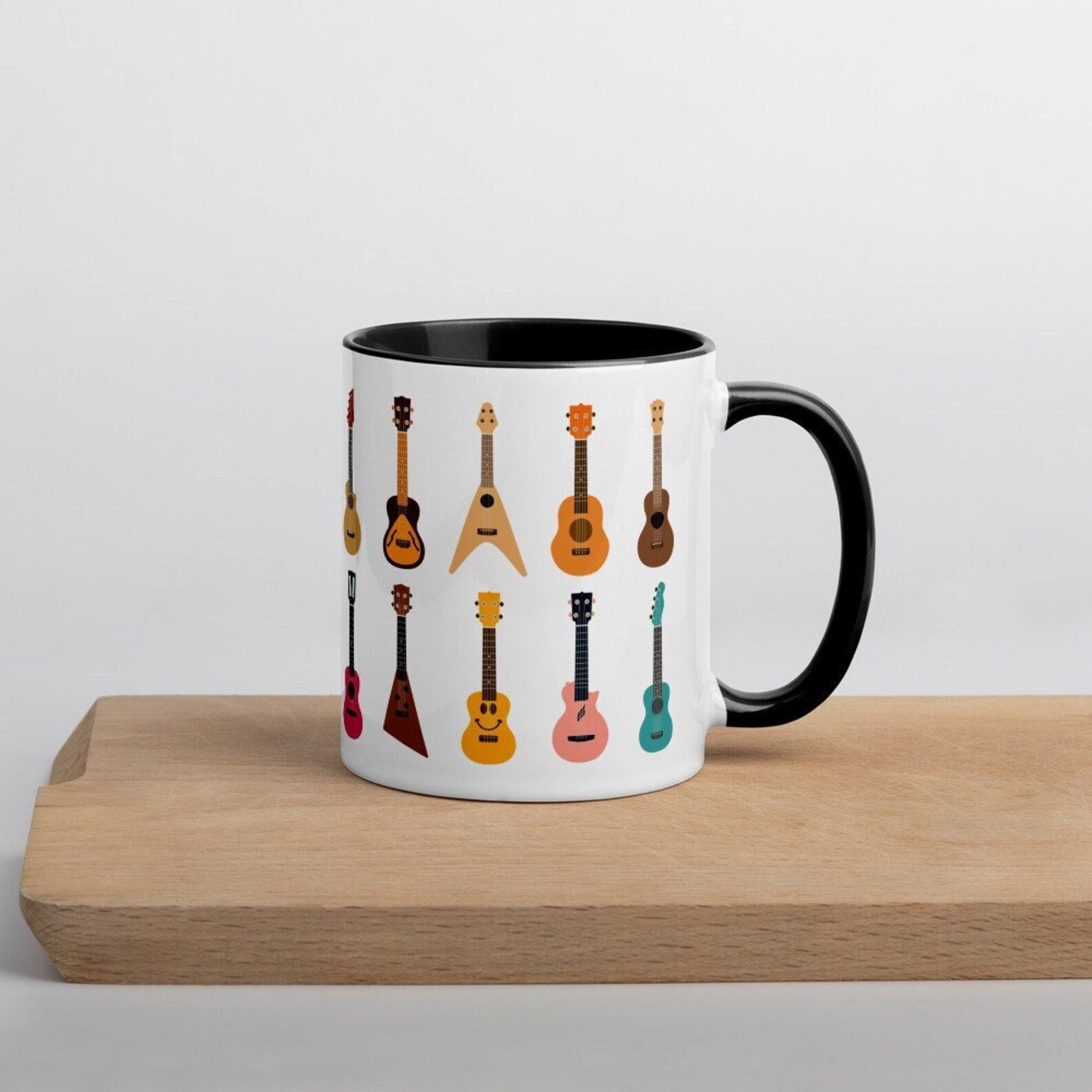 11 Oz Ukulele Mug With Color Inside | Ukelandia Mug - Etsy