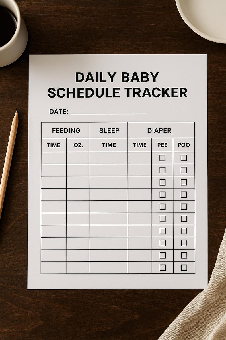 Daily Baby Schedule Tracker Printable | Feeding, Sleep & Diaper Log - Etsy
