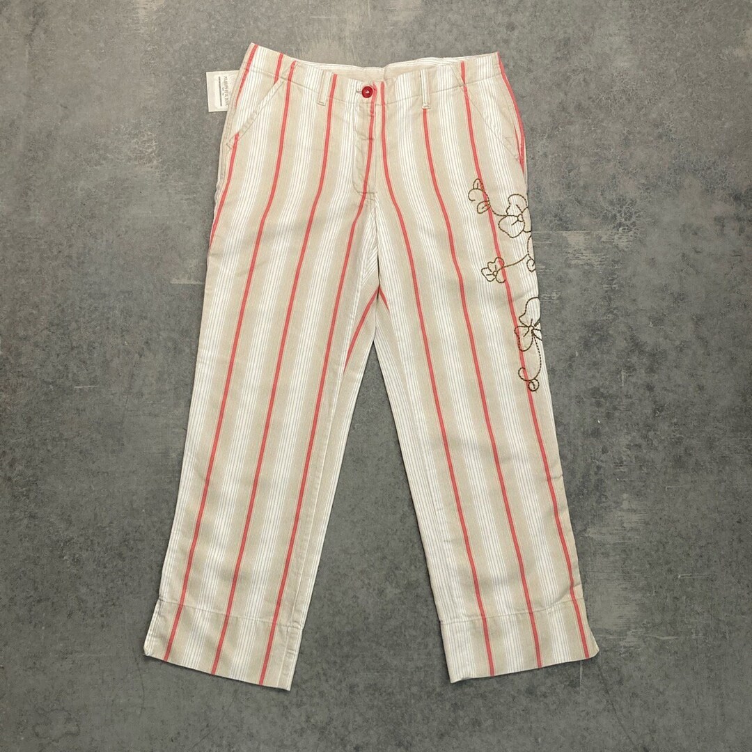Vintage Murphy and Nye Cream and Red Striped Capri Trousers | 00s - Etsy