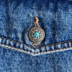 Vintage Turquoise Tribes Cropped Denim Jacket | 90s - Etsy