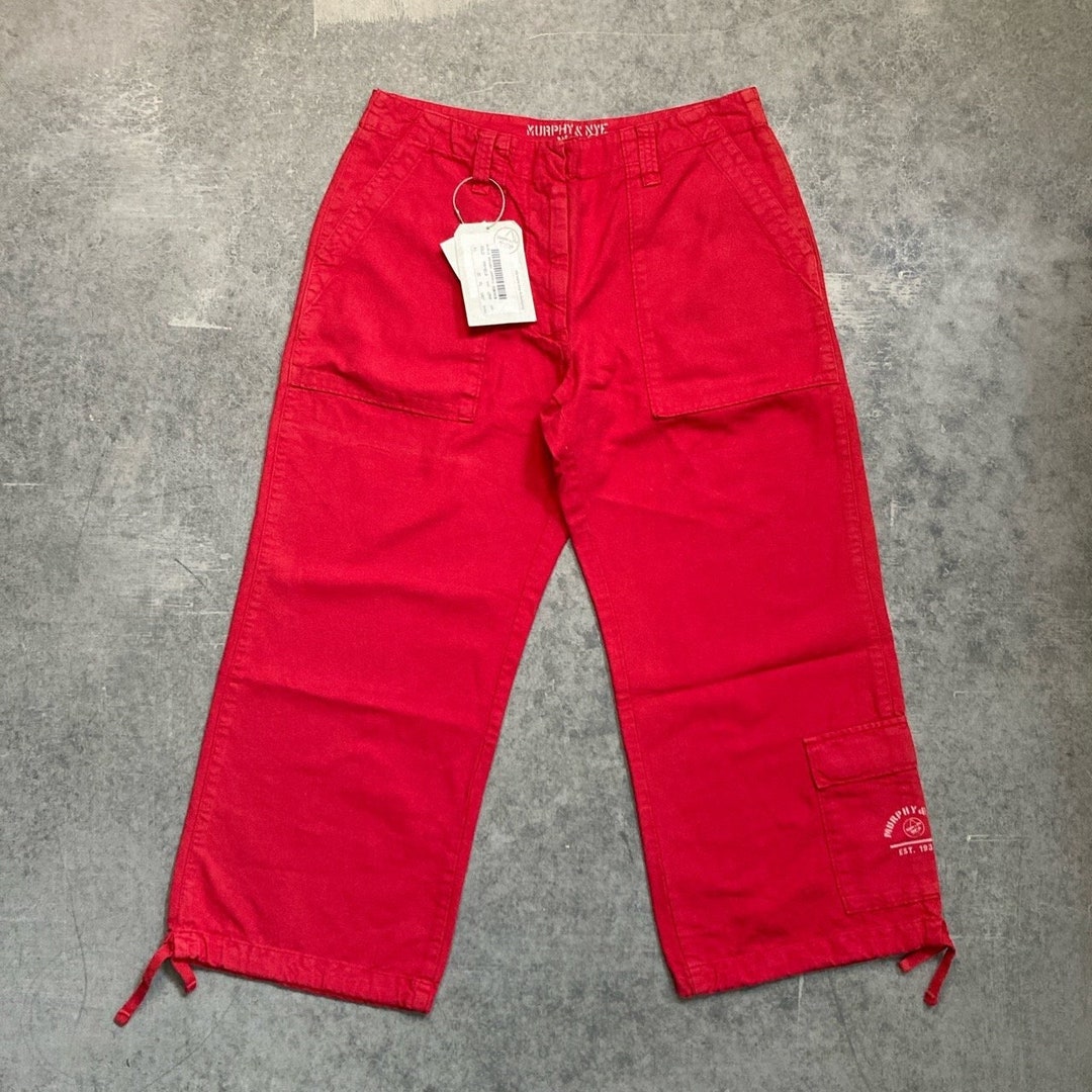 Vintage Murphy and Nye Capri Trousers Red Canvas - Etsy