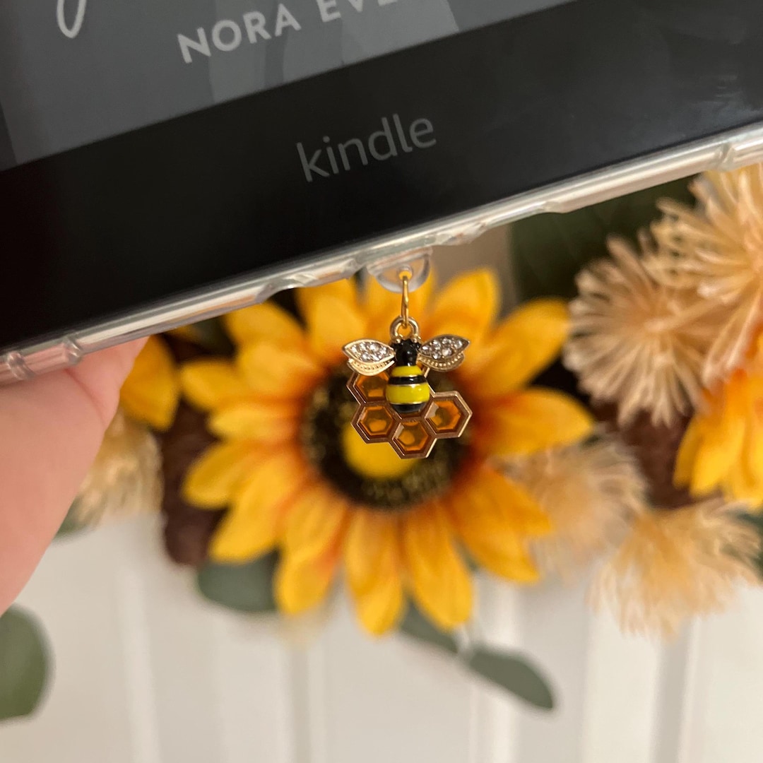Bee & Honeycomb Charm | Kindle Charm | Kindle Dust Plug Charm | iPhone Charm | Android Charm ...