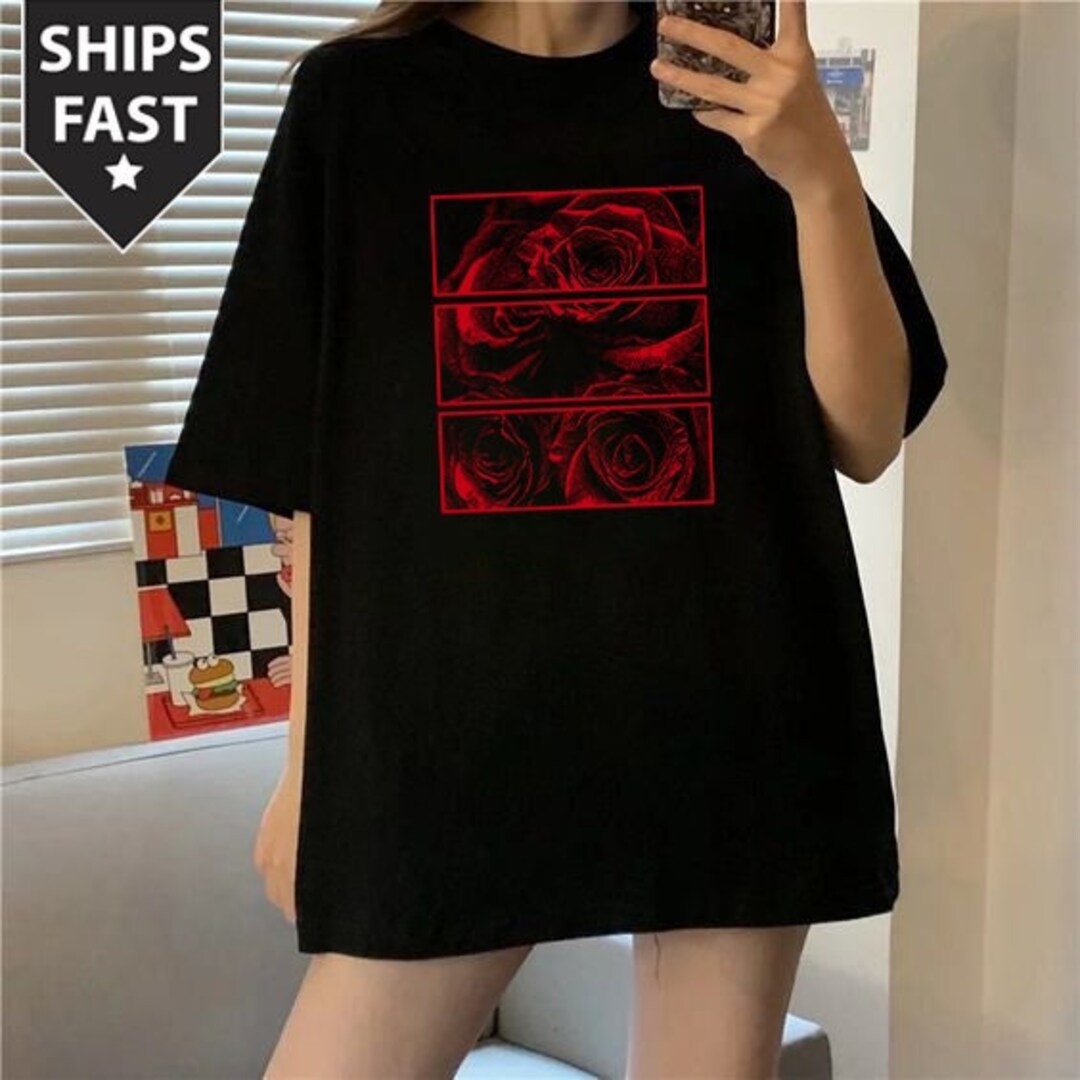 Red Roses Goth Shirt, Alternative Clothing, Goth Shirt, Y2k Graphic Tee ...