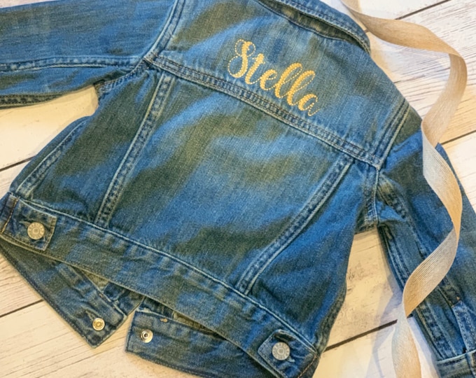 Toddler and Girls Embroidered Denim Jacket - Etsy