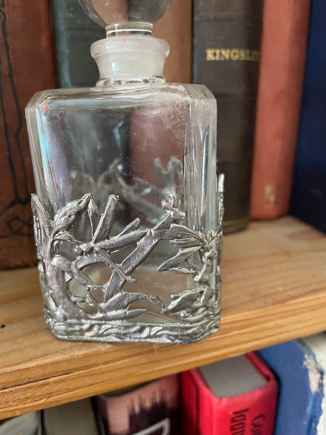 Vintage Perfume Bottle With Pewter Design - Etsy