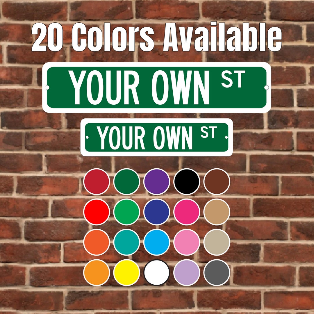 Custom Color Metal Street Sign, Custom Text Street Road, 4" X 18 ...