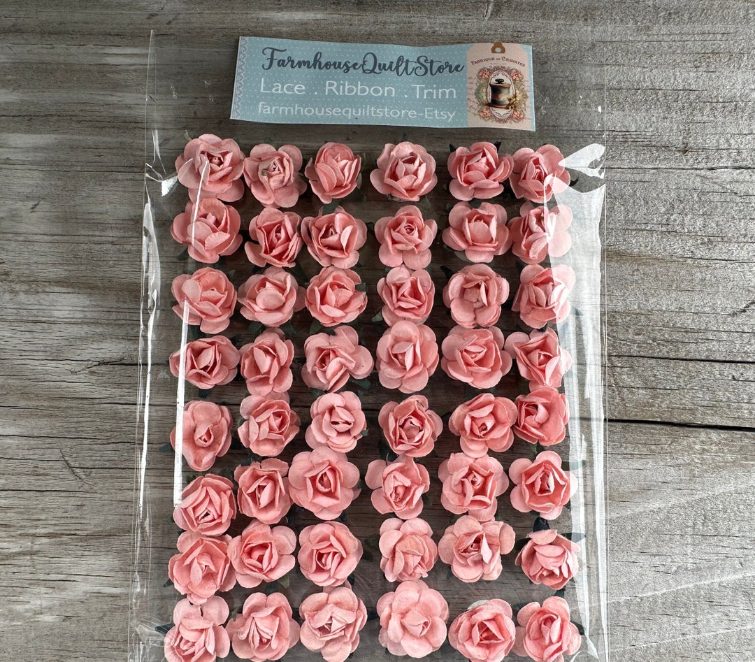 Small Paper Roses in Burgundy Pink 48 in Package With Sticky Pads on ...