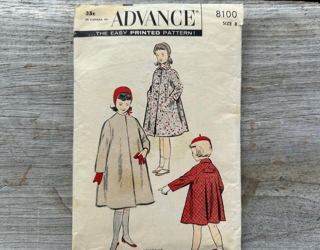 Vintage ADVANCE CUT Sewing Pattern 8100, Girls Size 8 Coat - Etsy
