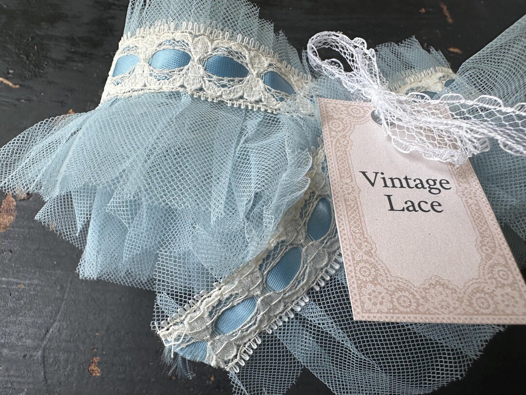 VINTAGE and NEW LACE 40's Nylon Net Ruffles With Ribbon and Laces Size ...