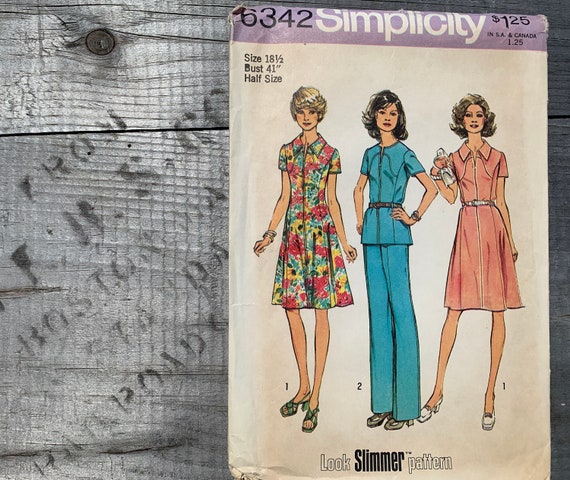 Vintage Simplicity Sewing Pattern 6342 Size 18 1/2 Bust 41 - Etsy