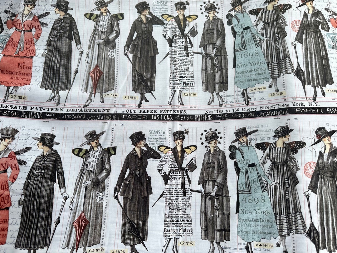 SEW JOURNAL Fabric by J Wecker Frisch Fashion Collage Vintage Patterns ...
