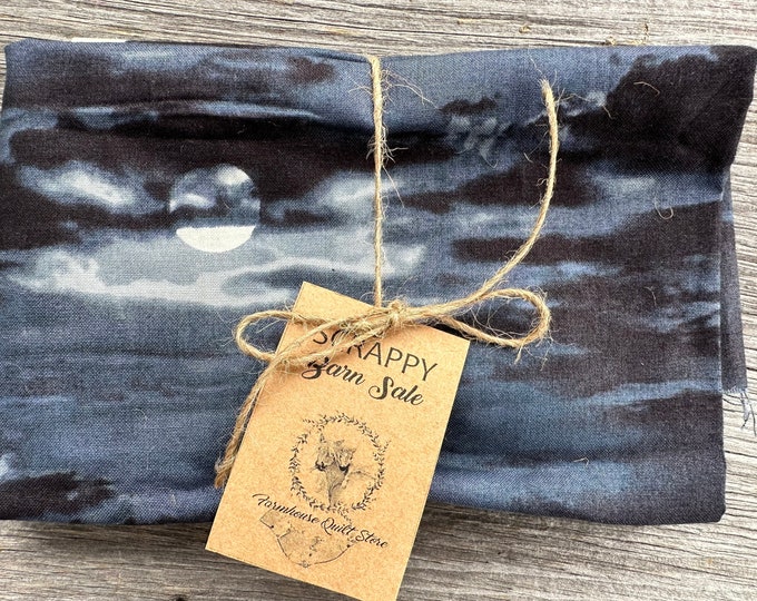 BARN SALE Fabric 18" X 44" Print Night Sky Moon Pattern Quilt Cotton ...