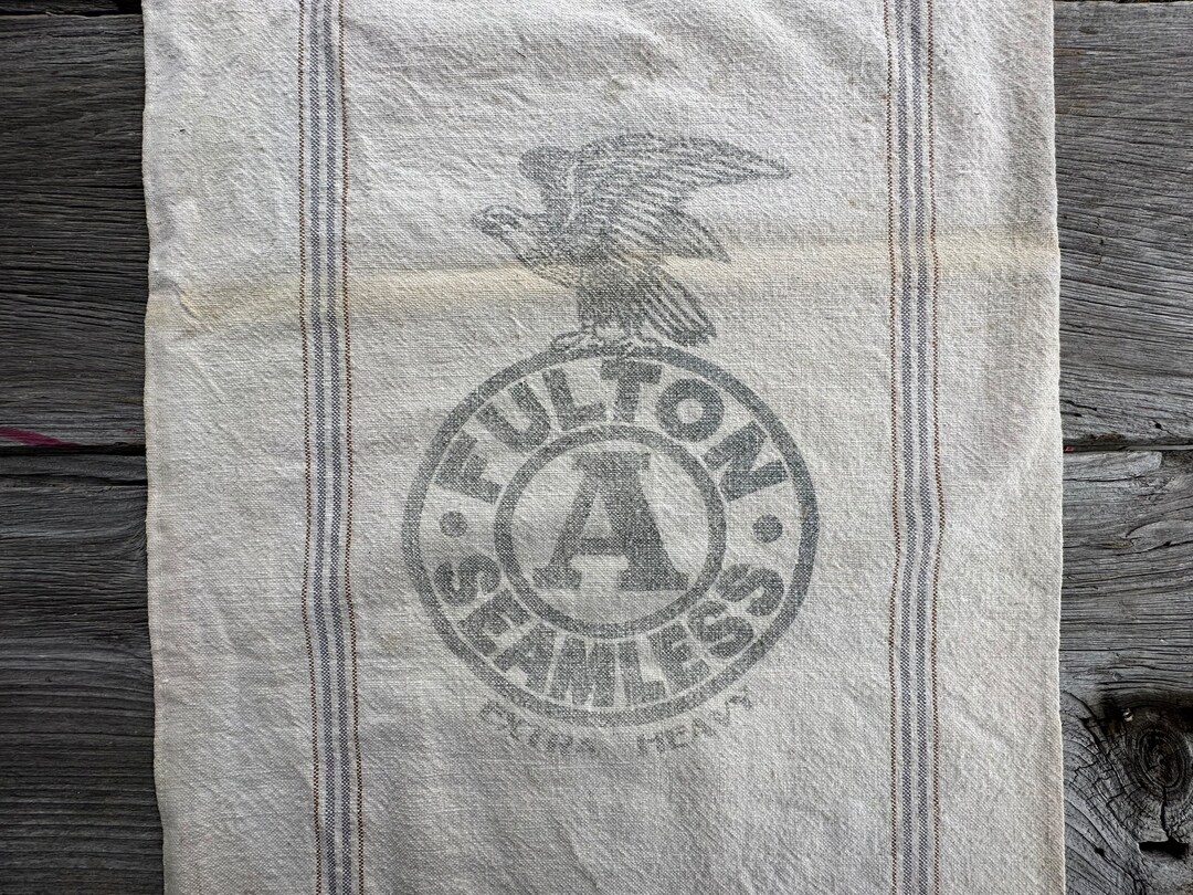 Antique Fulton Grain Sack Eagle Vintage Heavy Woven Cotton With Stripes ...