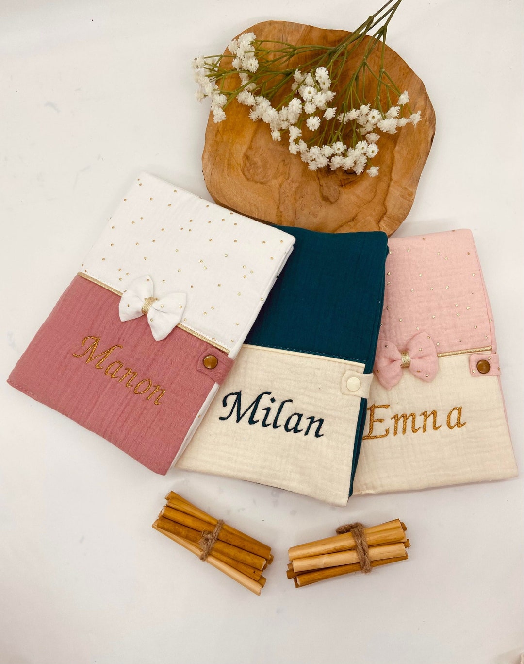 Personalized Two-tone Health Book Cover in Double Cotton Gauze With ...