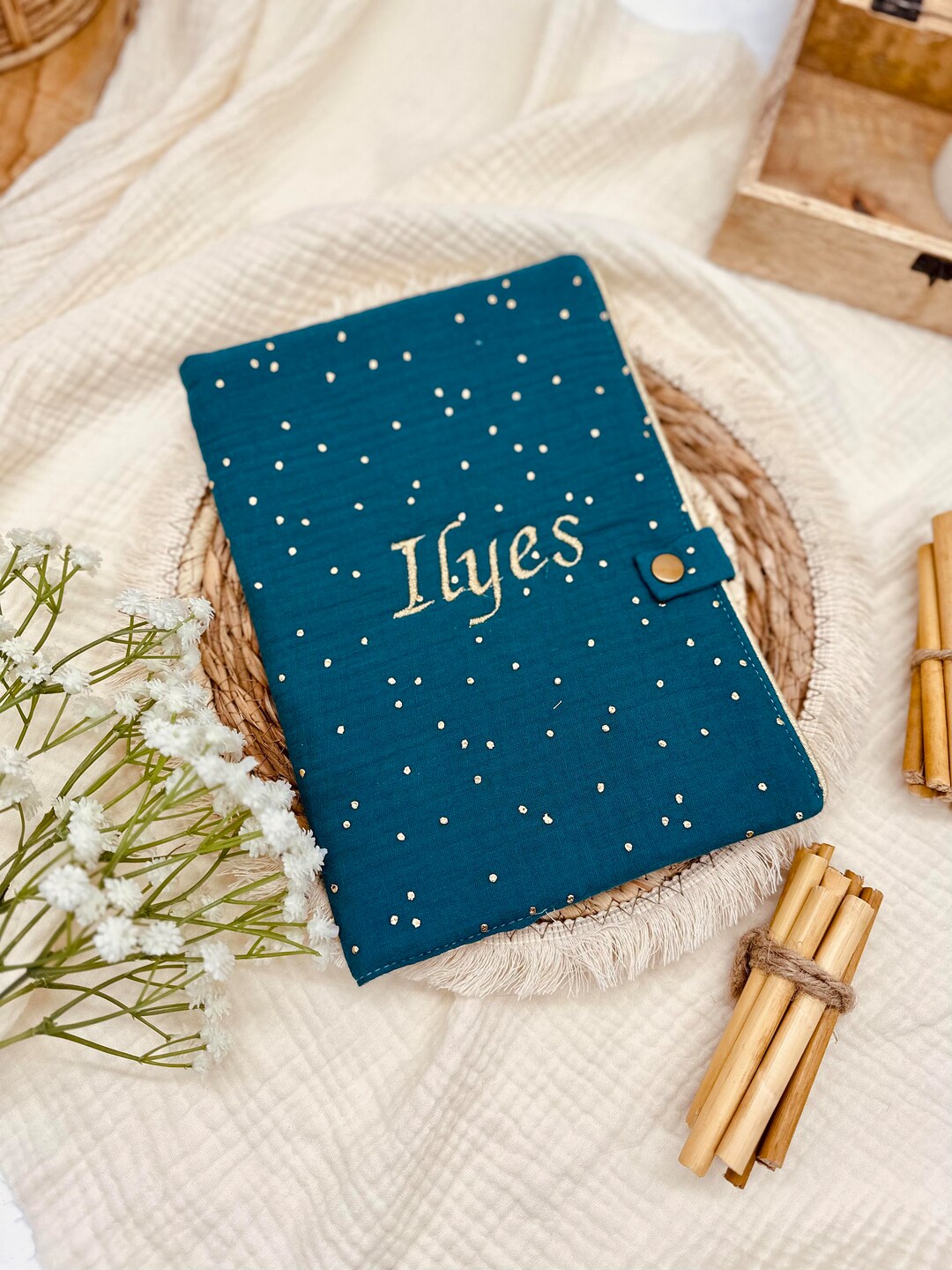Personalized Health Book Cover in Double Cotton Gauze - Etsy