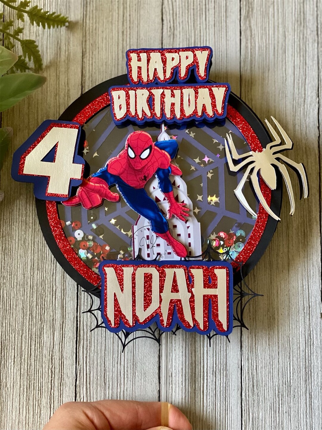 Personalized LED Spiderman Cake Topper, 3D Shaker - Etsy