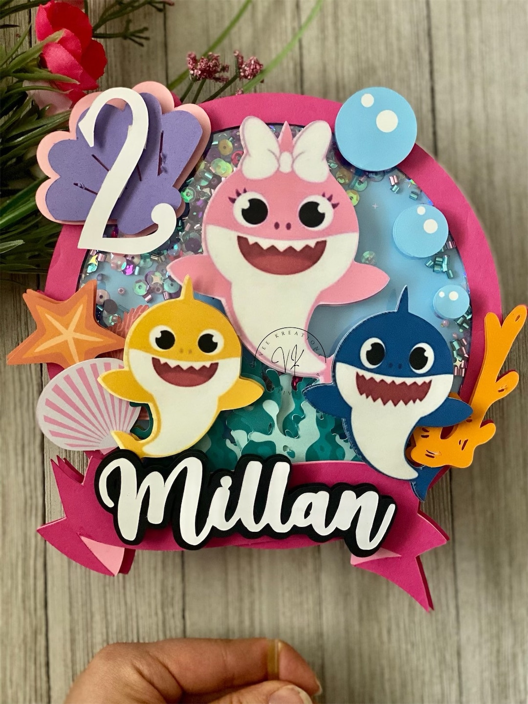 Baby Shark Cake Topper, Baby Shark, Baby Shark Girl Cake Topper, Baby ...