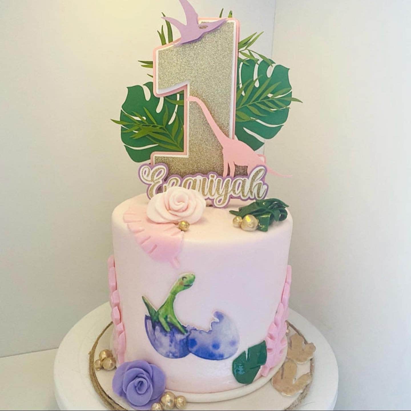 Girl Dinosaur Cake Topper Girl Dinosaur Party Decor Dinosaur | Etsy