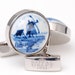Royal Delft Blue Handpainted Cufflinks Round Windmill porceleyne Fles ...