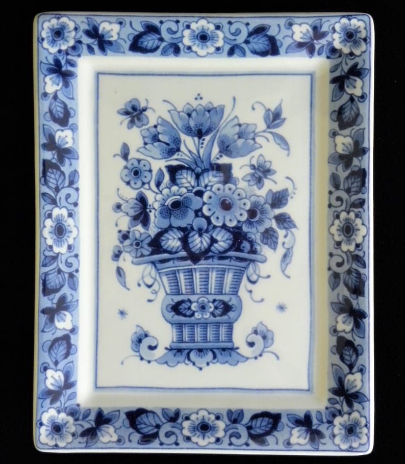 Royal Delft Blue Handmade Blueware Plate With Flower Basket - Etsy