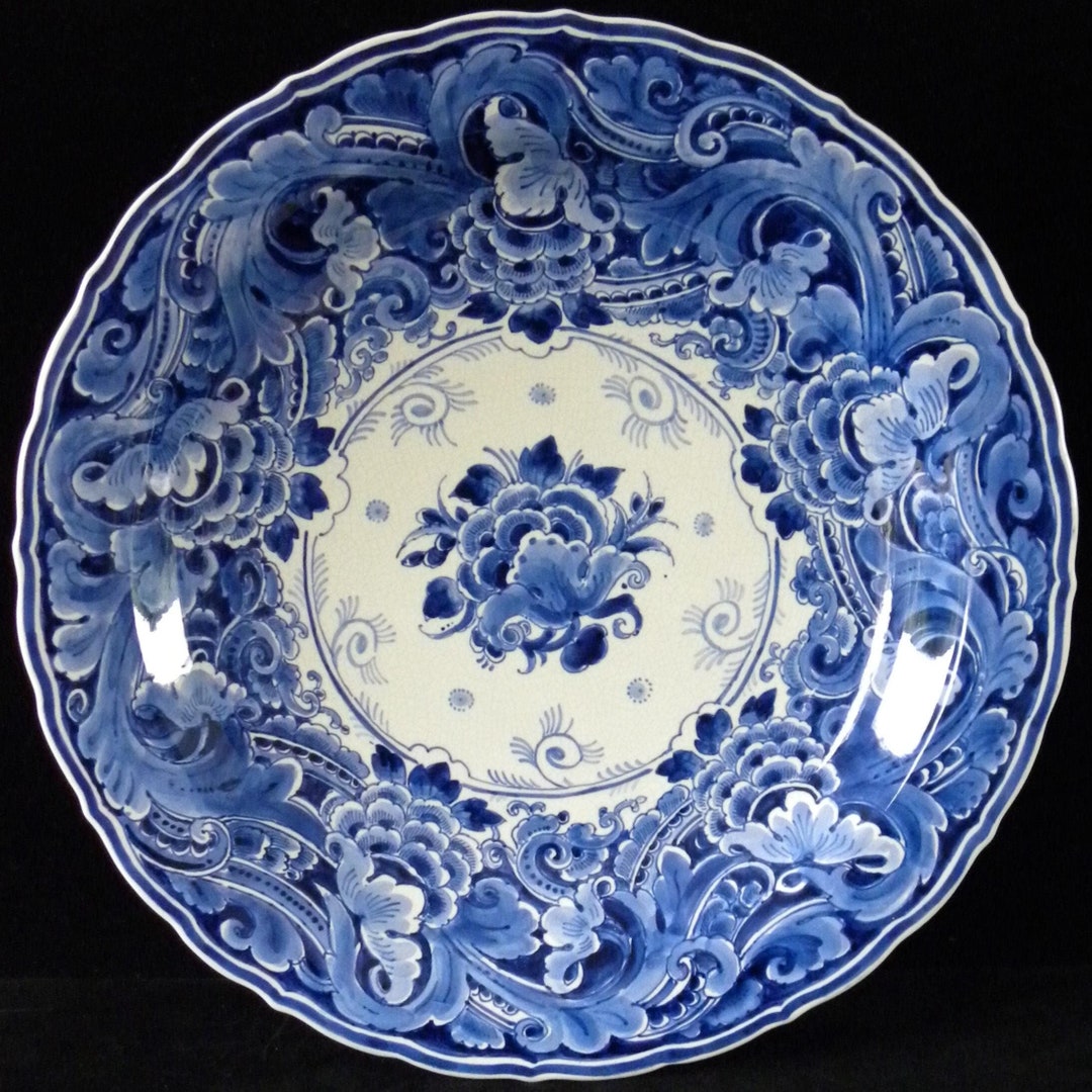 Royal Delft Blue (1941) VERY LARGE Handpainted Plate (razer, Charger ...