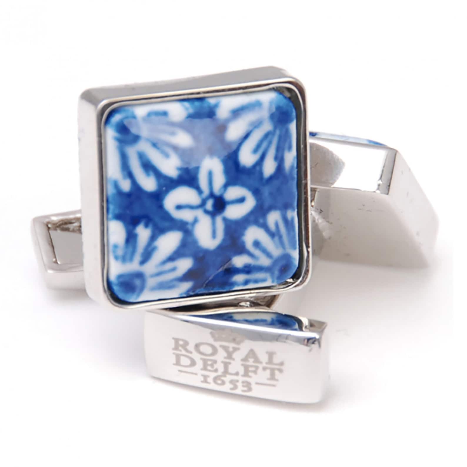 Royal Delft Blue Handpainted Cufflinks Square Floral Design (porceleyne ...