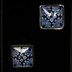 Royal Delft Blue Handpainted Cufflinks Square Floral Design porceleyne ...