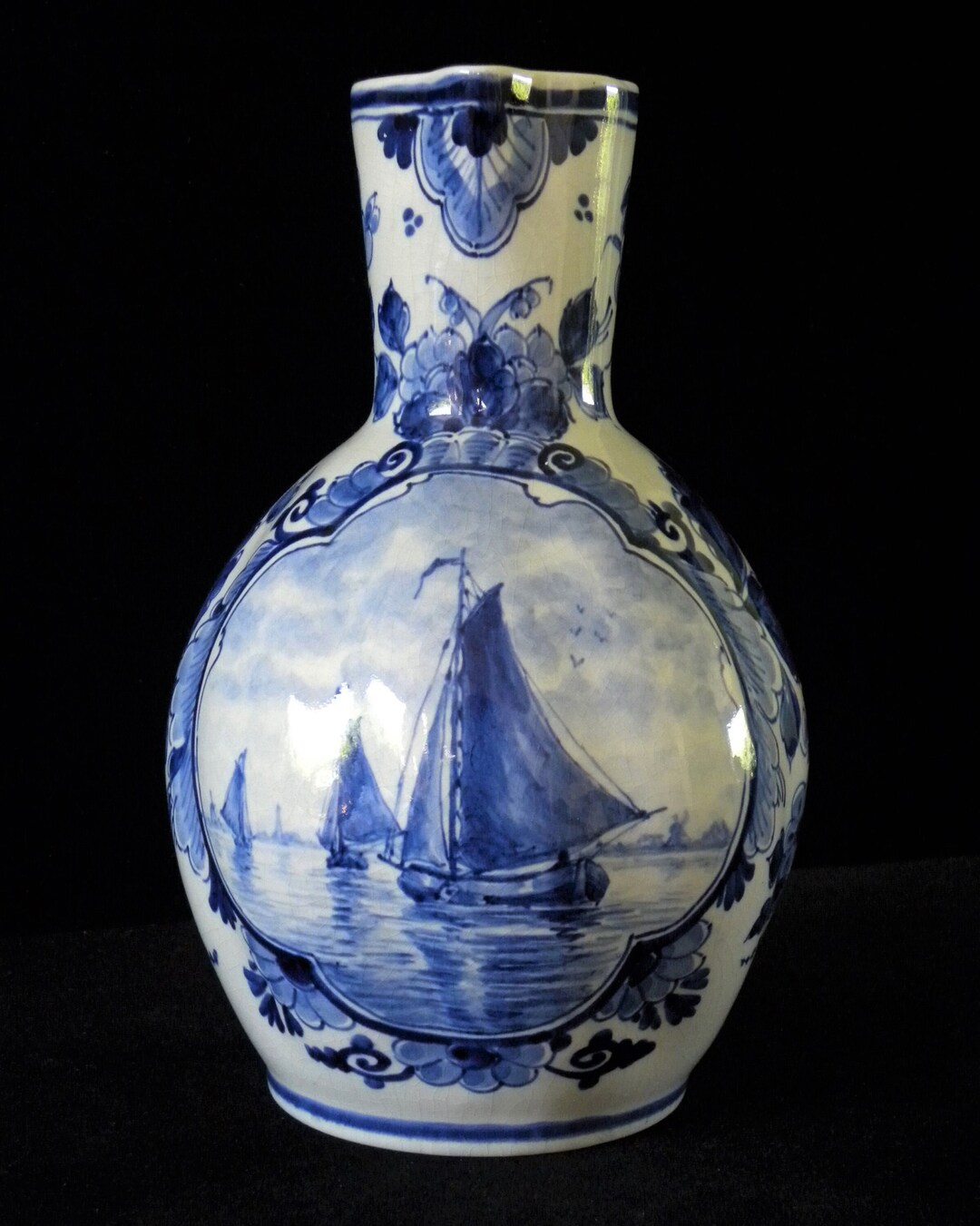 Royal Delft Blue 1951 Handpainted Jug With Sailing Boat and Floral ...