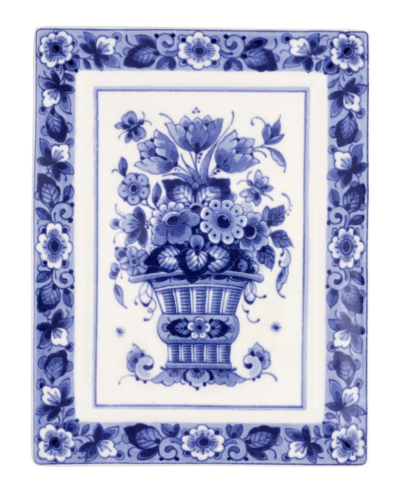 Royal Delft Blue Handmade Blueware Plate With Flower Basket - Etsy