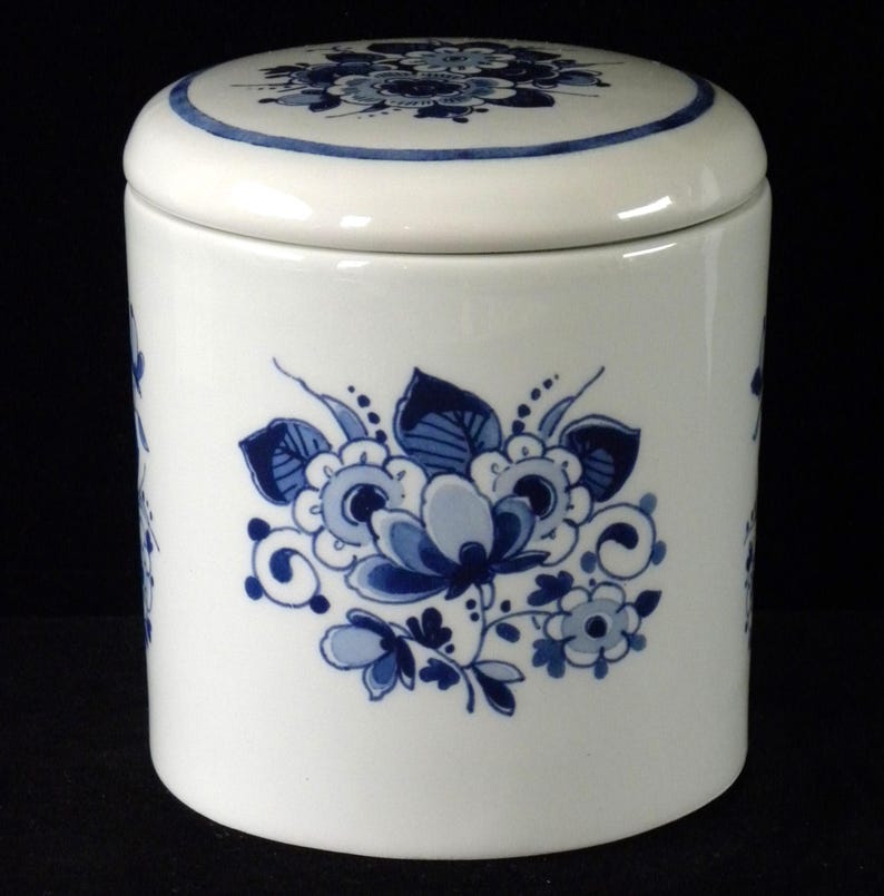 Royal Delft Blue Cookie Jars: Amsterdam Canal Houses & Windmill (gift ...