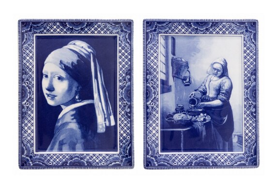 Royal Delft Blue TWO Handmade Blueware Plates After Vermeer - Etsy